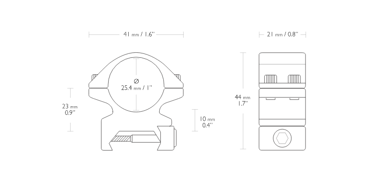 Hawke 1" 2 Piece Aluminum Scope Mount | Night Vision Guys